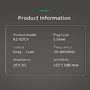 KZ HiFi in Ear Earphones for Music Lover,KZ EDC X Dynamic Driver IEM Earbuds Headphone, Budget Headsets for Gaming and Sports (Transparent Gray, Without Mic)