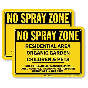SmartSign (Pack of 2) 7 x 10 inch “No Spray Zone - Residential Area, Children & Pets, Organic Garden” Sign, 55 mil HDPE Plastic, Black and Yellow