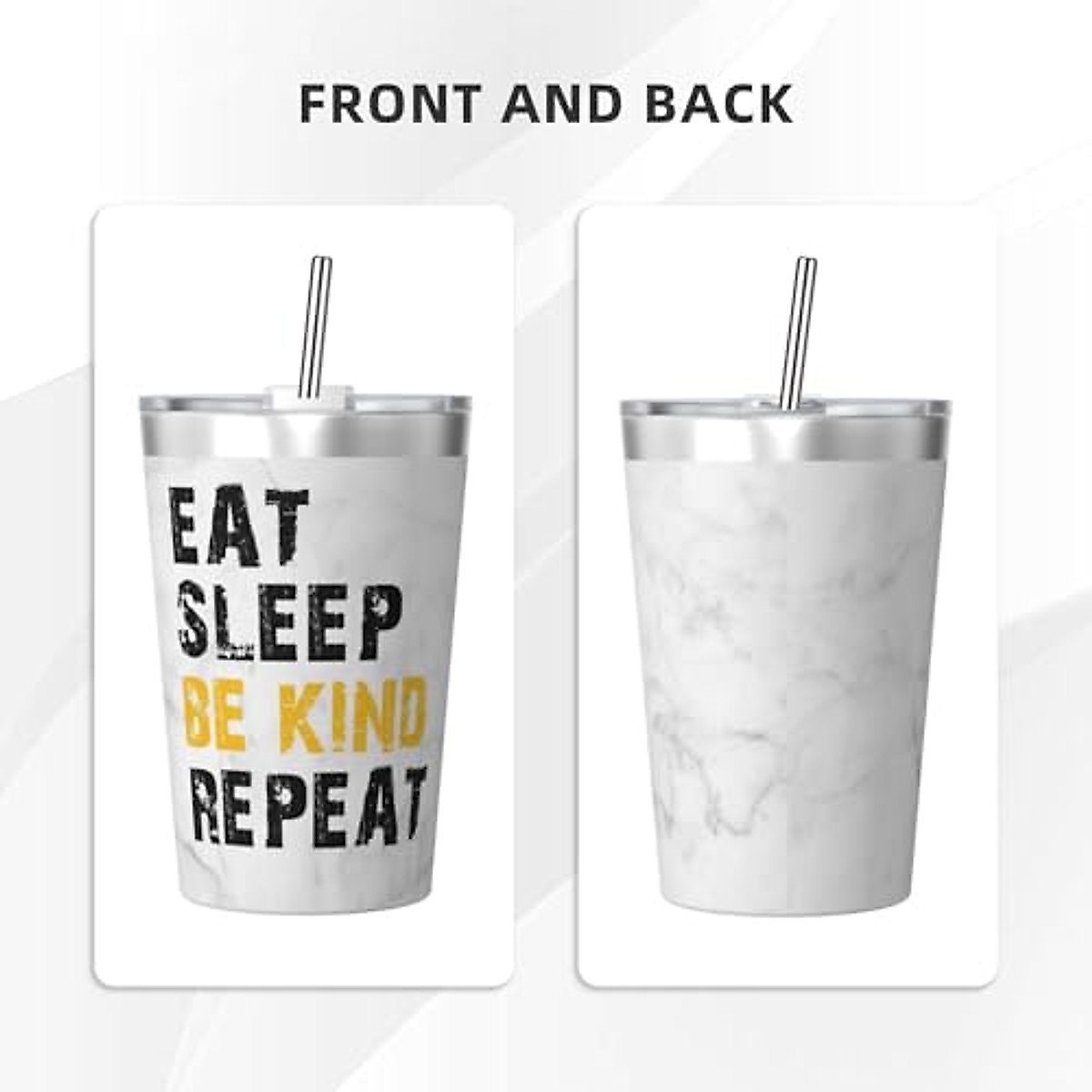 Eat-Sleep-Be-Kind-Repeat-Gifts 12oz Travel Coffee Mug Tumbler with Flip Lid Reusable Insulated Stainless Steel Cold Brew Iced Coffee Cup Thermos-LL