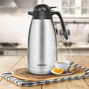Milton Thermosteel Classic, 2000 ml | 68 oz | 2.1 qt. Stainless Steel Thermal Coffee Carafe, Hot and Cold for Long Hours, Vacuum Thermal Pot Flask for Tea a and Beverages, Rust and Leak-proof | Silver