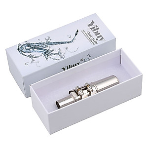 Yibuy Silver Brass #6 Nickel-plated E-flat Alto Saxophone Mouthpiece with Cap Ligature