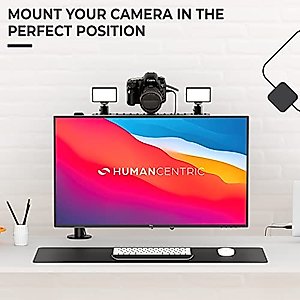 HumanCentric DSLR Monitor Mount – Monitor Shelf for Desk Camera Mount, Light Webcam and Microphone Camera Shelf for Monitor VESA Arm, Replace Clamp Tripods for Camera Desk Mount, Large