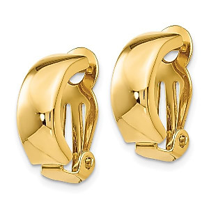 14K Yellow Gold Non Pierced Clip On Hoop Earrings