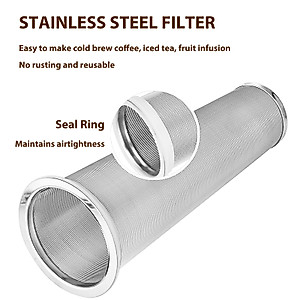 Cold Brew Coffee Filter for 32 OZ Wide Mouth Mason Jar, 304 Stainless Steel Strainer with Seal Ring for Iced Drinks, Sun Tea Infuser and Cold Brew Coffee Maker