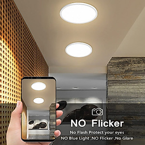 Lexier 4Pack 12 Inch 3200LM Flush Mount LED Ceiling Lights,White 28W Slim Ceiling Light Fixture Round Day White 6000K Thin Round Flat Ceiling Light 120V Surface LED Ceiling Light 300W Equivalent
