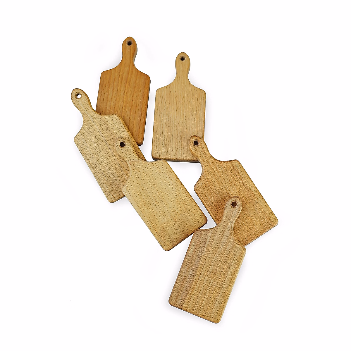 Woodla Mini Charcuterie Boards Cutting Board with Handle Set of 6 Pcs Beechwood, Bulk Pack