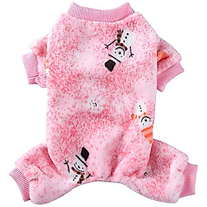 XIAOYU Christmas Pet Clothes Snowflake Pattern Warm Dog Pajamas Cat Jumpsuits Puppy Apparel, Pink, M