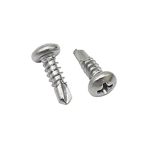 #8 x 1/2" (13mm) 410 Stainless Steel Self Tapping Screws Phillips Pan Head Self Drilling Screws 100 pcs