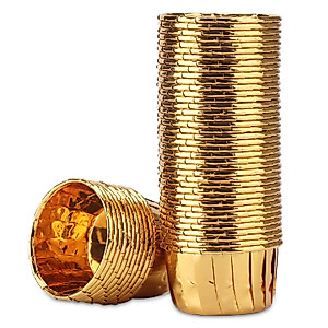 EUSOAR Gold Cupcake Cups, 3.5 Oz 50pcs Disposable Foil Muffin Liners, Gold Cupcake Baking Cups, Ramekin Aluminum Cupcake Tip Pan Ramekin Holders, Little Baking Cups
