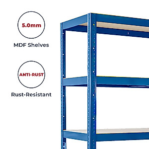 Garage Shelving Units: 71 x 35 x 18 inches | Heavy Duty Racking Shelves for Storage - 1 Bay, Blue 5 Tier (37 lbs Per Shelf), 2000 lbs Capacity | for Workshop, Shed, Office | 5 Year Warranty