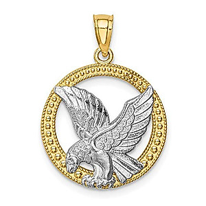 IceCarats 14K Yellow Gold Eagle Symbol of Strength Freedom Hawk Bird Necklace Pendant Charm Only