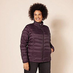 Amazon Essentials Women's Lightweight Long-Sleeve Water-Resistant Packable Puffer Jacket (Available in Plus Size), Burgundy, X-Large