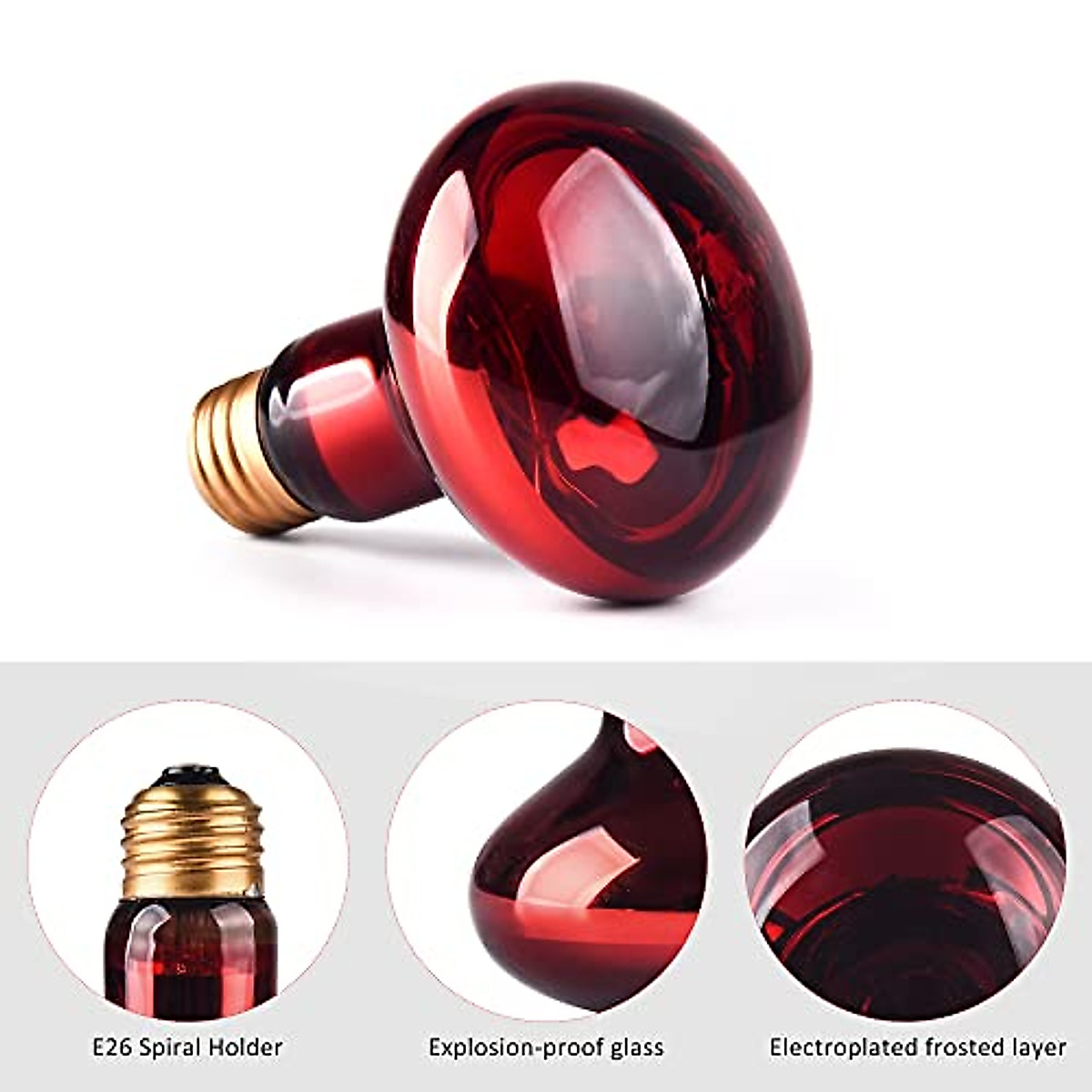 Ordekcity Reptile Heat Lamp Bulb 100W UVA Basking Spot Heat Lamp Reptile Light Tortoise Light Turtle Bulb for Animals Bearded Dragon-2 Pack