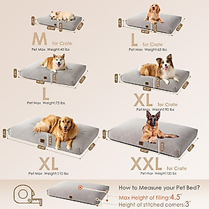 EHEYCIGA Extra Large Waterproof Orthopedic Shredded Memory Foam Dog Bed, 41x27, Grey