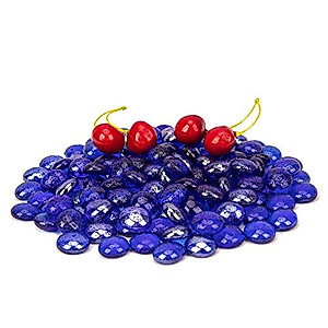 18 LB Fire Glass Beads Fireglass Drops for Gas Fire Pit Fireplace Cobalt Blue Luster Reflective Decorative Glass Gems Rocks Pebbles Stone for Vase Fillers Aquarium Fish Tank Decoration (Cobalt Blue)