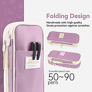 HESEE Pencil Case, Large Capacity Aesthetic Pencil Cases with Durable Zipper, Big Stationery Pencil Pouch for Women & Men, Adults (Dark Purple)