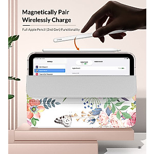 MoKo Case Fit New iPad Mini 6 2021 (6th Generation 8.3 inch), Soft TPU Translucent Frosted Back Cover Slim Smart Shell Stand Folio Case for iPad Mini, Auto Wake/Sleep, Fragrant Flowers
