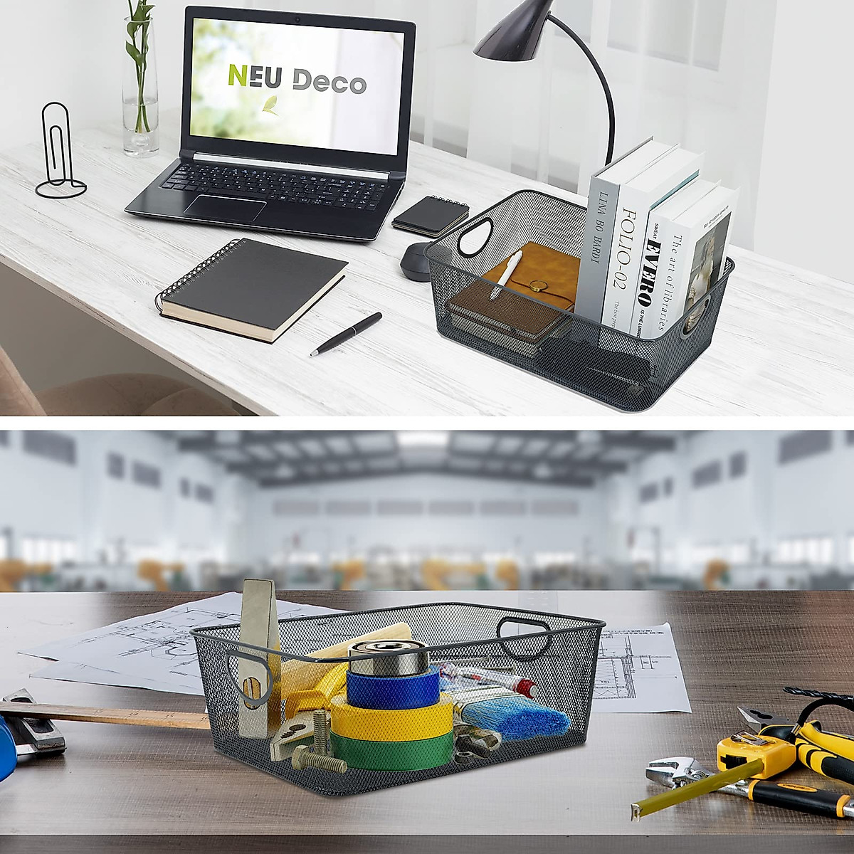 Wire Baskets for Organizing Neudeco Pantry Baskets 6 Pack Wire Storage Baskets Metal Mesh Baskets Storage Bins for Kitchen Laundry Garage Fridge Bathroom Countertop Organizer Gray