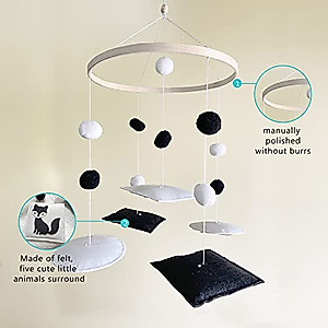 Vlokup Montessori Mobile, Black and White Woodland Baby Crib Mobile, Neutral Nursery Mobile Decoration for Pack N Play, for Baby Boy & Girl