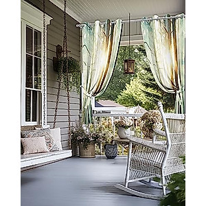 HERBED Outdoor Curtains for Patio 1 Panel Mysterious Forest Under The Sun Waterproof Privacy Outside Curtain Sun Blocking Grommet Blackout Drapes for Porch Gazebo Pergolas Balcony 52x84 Inch