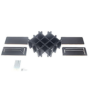 LOYALHEARTDY Set of 5 Wall Mount Wine Rack Set w/Storage Shelves and Glass Holder Modern Diamond-Shaped Wood Wine Server for 8 Bottles Wine Storage Display Rack (Black)