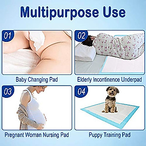 OBloved Disposable Underpads for Baby, 50 Pack(18×24 inch), Leak-Proof Breathable Incontinence Diaper Changing Pad, Heavy Absorbency, and Soft Cover for Bed (Blue)