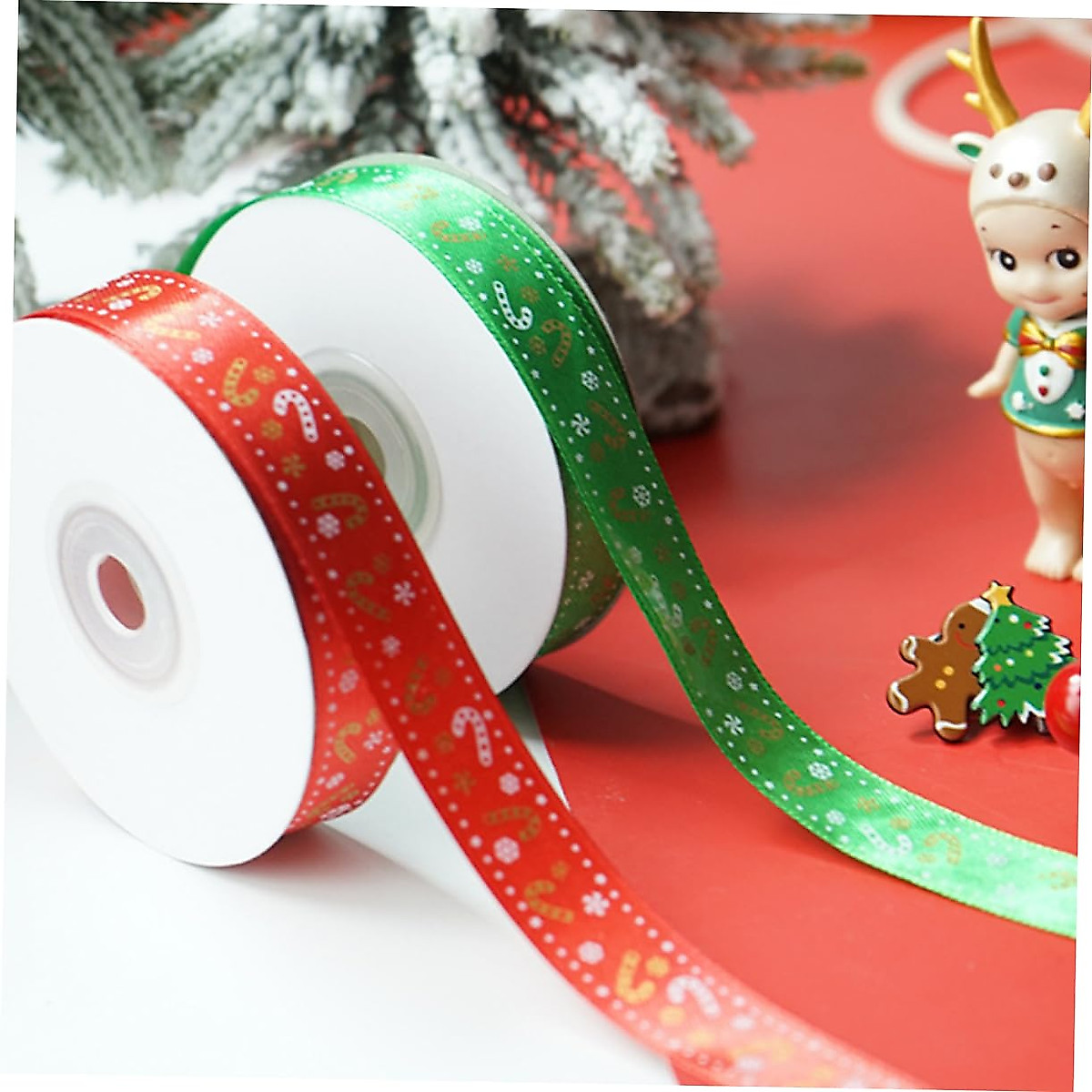 BESTOYARD 4 Rolls Christmas Wrapping Ribbon Xmas Theme Ribbon Holiday Craft Ribbon Ribbon Christmas Decor Christmas Party Supplies Christmas Tree Hanging Decoration DIY Ribbon Bow Tie