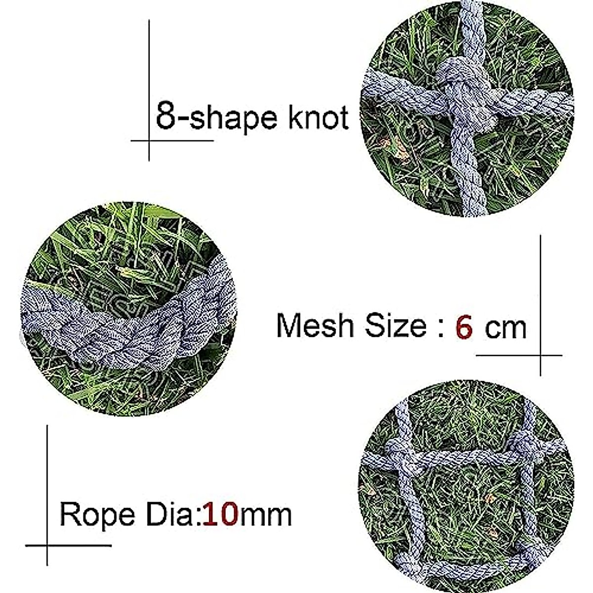 EkiDaz HXRW Rope Net Climbing Net for Kids Climbing Cargo Net Indoor Outdoor Safe Nets for Obstacle Course Playground Treehouse Playground Sets for Backyards (Size : 3 * 4m(9.9 * 12.12ft))