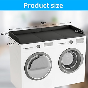 PLYFOU Over Washer and Dryer Countertop with Edge Rails, Black Melamine Frosted Surface for Laundry Room Storage and Organization, 27.5" W x 54" L x 2.6" H