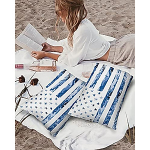 Funnywall88 Waterproof Throw Pillow Covers Set of 2 Independence Day Camo American Flag Patriotic Couch Pillow Cases Outdoor Sofa Cushion Cover Home Decor for Bed Living Room, 20" x 12"