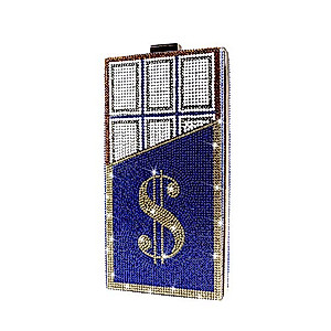 GripIt Bling Diamond Chocolate Money Purses and Handbags Rhinestone Clutch Bag for Womens Purses Crossbody Purse Evening Party Bags Handbag,Blue