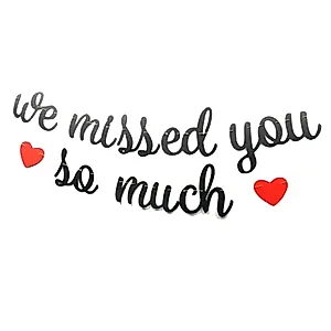 Welcome Home Black Banner We Missed You So Much Banner for Housewarming Patriotic Military Decoration Family Party Supplies Bunting Photo Booth Props Sign Pre-Strung (Black)