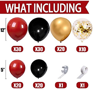 130PCS Red and Black Gold Balloons Balloon Garland Kit, Red Black Gold Baby Bridal Shower Birthday Wedding Valentines Day Party Decorations for Girl Women, Globos Para Decoracion De Fiestas