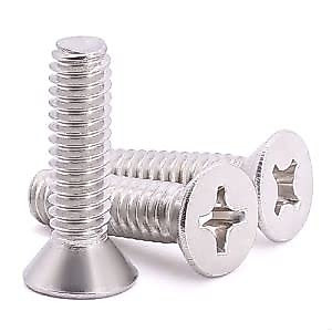 4-40 x 3/8" (100 pcs) Flat Head Machine Screws, 304 Stainless Steel (18-8), Phillips Drive, Cross Recessed 80° countersunk Head Screws, Coarse Thread UNC, ANSI B18.6.3-2