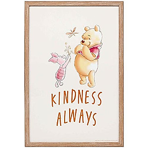 Disney Winnie the Pooh Kindness Always Framed Wood Wall Decor - Large Winnie the Pooh Wall Art for Kids' Bedroom, Nursery or Home Decor