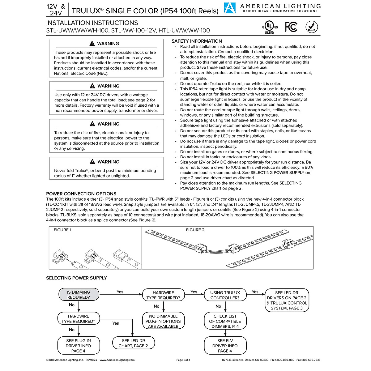 TRULUX STL-WW-100-MASTER STL-WW-100 IP54 Standard Grade LED Tape Light Reel, Reel-100ft, Warm White 3000K