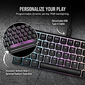 Corsair K65 RGB Mini 60% Mechanical Gaming Keyboard - Cherry MX Speed - Black (Renewed)