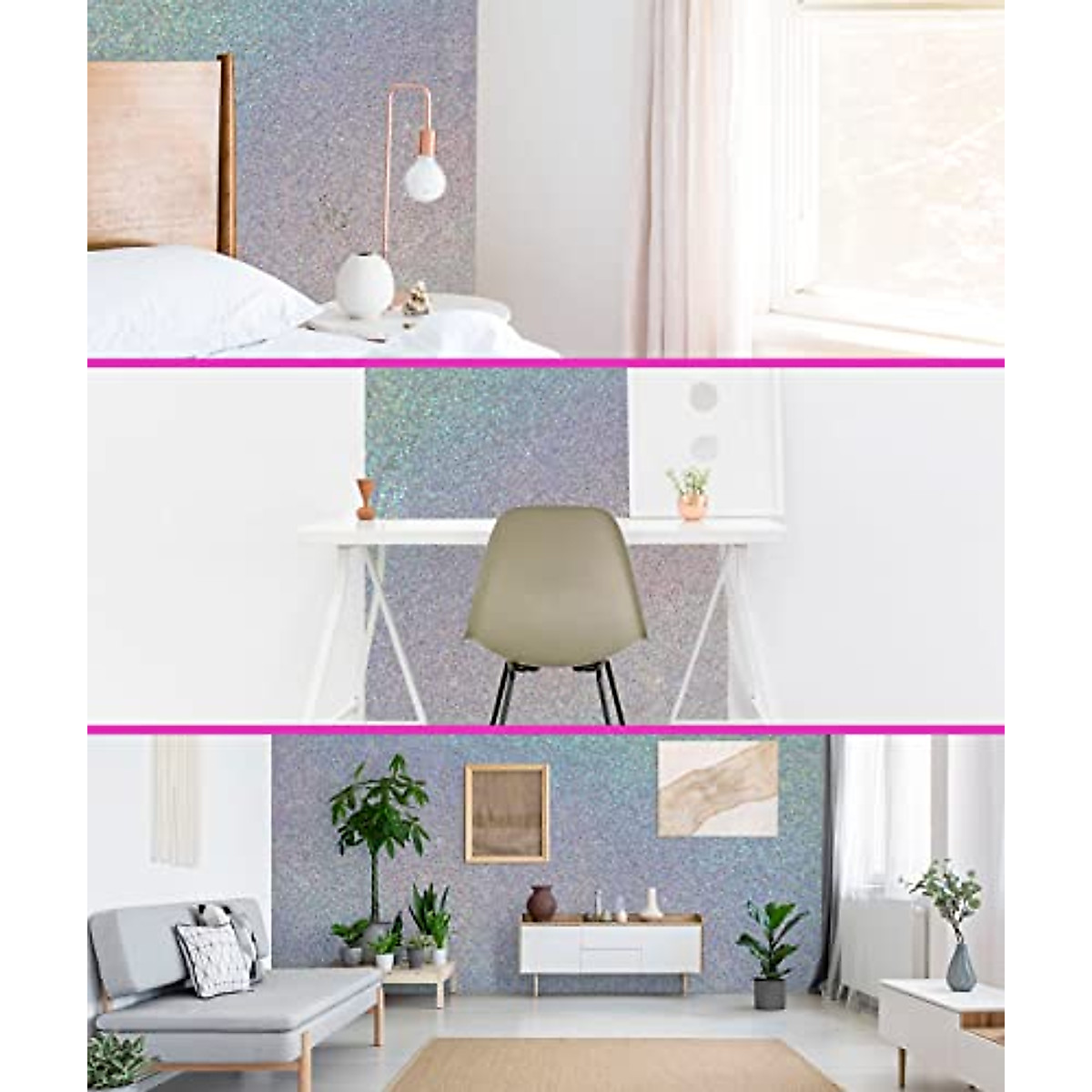 Glitter for Paint [5.3oz] – Holographic Silver with 2 x Buffing Pads – Glitter for Painting Walls for Luminous Paint Finish on Interior or Exterior Walls, Ceilings, and Wood - Glitter Paint Additive