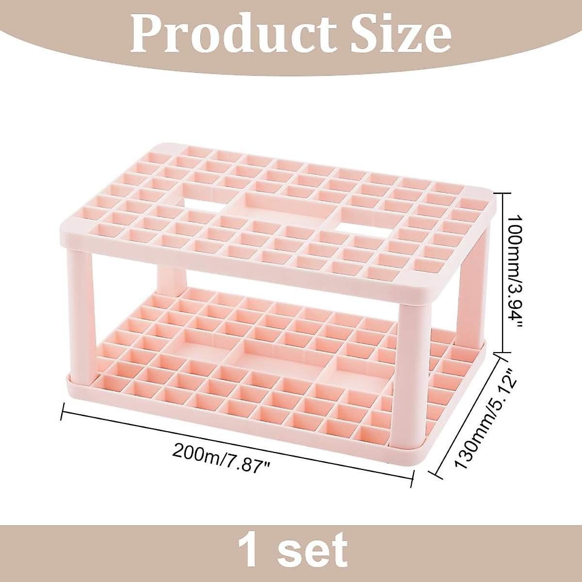 AHANDMAKER Paint Brush Holder, 71 Holes Makeup Brush Holder Organizer Plastic Brush Crate Storage Holder for Artist Paint, Pen, Pencil, Marker, Cosmetic Brush, Small Tools Organizer, Pink