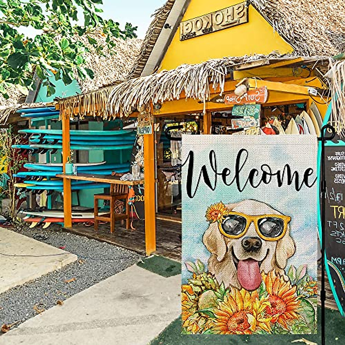 CROWNED BEAUTY Summer Dog Golden Retriever Garden Flag 12x18 Inch Double Sided Welcome Outside Small Yard Flag