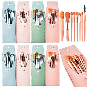 Zhehao 8 Sets Travel Makeup Brush Set Brushes Bag Bridesmaid Gift Foundation Brush with Travel Makeup Bag for Wedding Bridal Shower Favors Bachelorette Party Gift