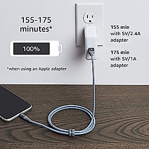 Amazon Basics USB-A to Lightning Charger Cable, Nylon Braided Cord, MFi Certified for Apple iPhone 14 13 12 11 X Xs Pro, Pro Max, Plus, iPad, 10,000 Bend Lifespan, 3 Foot, Dark Gray