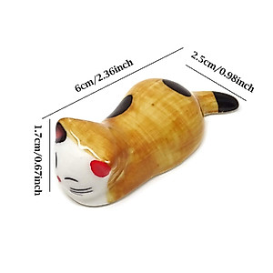 Honbay 6PCS Cute Ceramic Cat Chopsticks Rest Rack Stand Holder for Chopsticks, Forks, Spoons, Knives, Paint Brushes