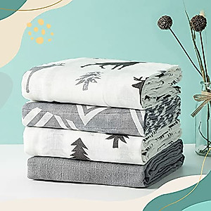 Baby Swaddle Blanket Unisex Swaddle Wrap Soft Silky Bamboo Muslin Swaddle Blankets Neutral Receiving Blanket for Boys and Girls, Set of 4 Large 47 x 47 inches