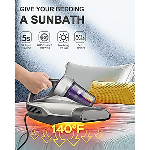 Jimmy Mattress Vacuum Cleaner, Anti-allergen Bed Vacuum Cleaner with UV-C Light & High Heating Tech, 14Kpa Suction 480W Powerful Handheld Vacuums for Dust & Pet Hair(JV35, Corded)