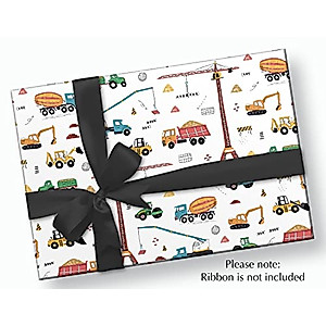 Stesha Party Heavy Duty Construction Gift Wrap Paper - Folded Flat 30 x 20 Inch (3 Sheets)