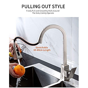 Kitchen Faucets with Pull Down Sprayer, Stainless Steel Touchless Single Handle Kitchen Faucet, Sensor Faucet Mixer Tap,Black (Brushed Nickel)