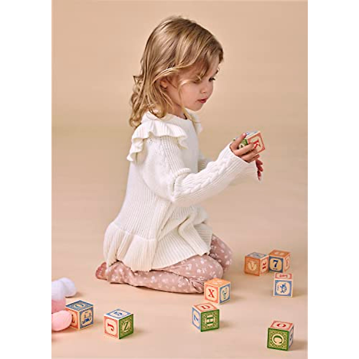 Laura Ashley Baby Girl Leggings & Knitted Long Sleeve Peplum Tunic Top, Cotton Knit & Floral Fall Outfit, Ivory/24 Months