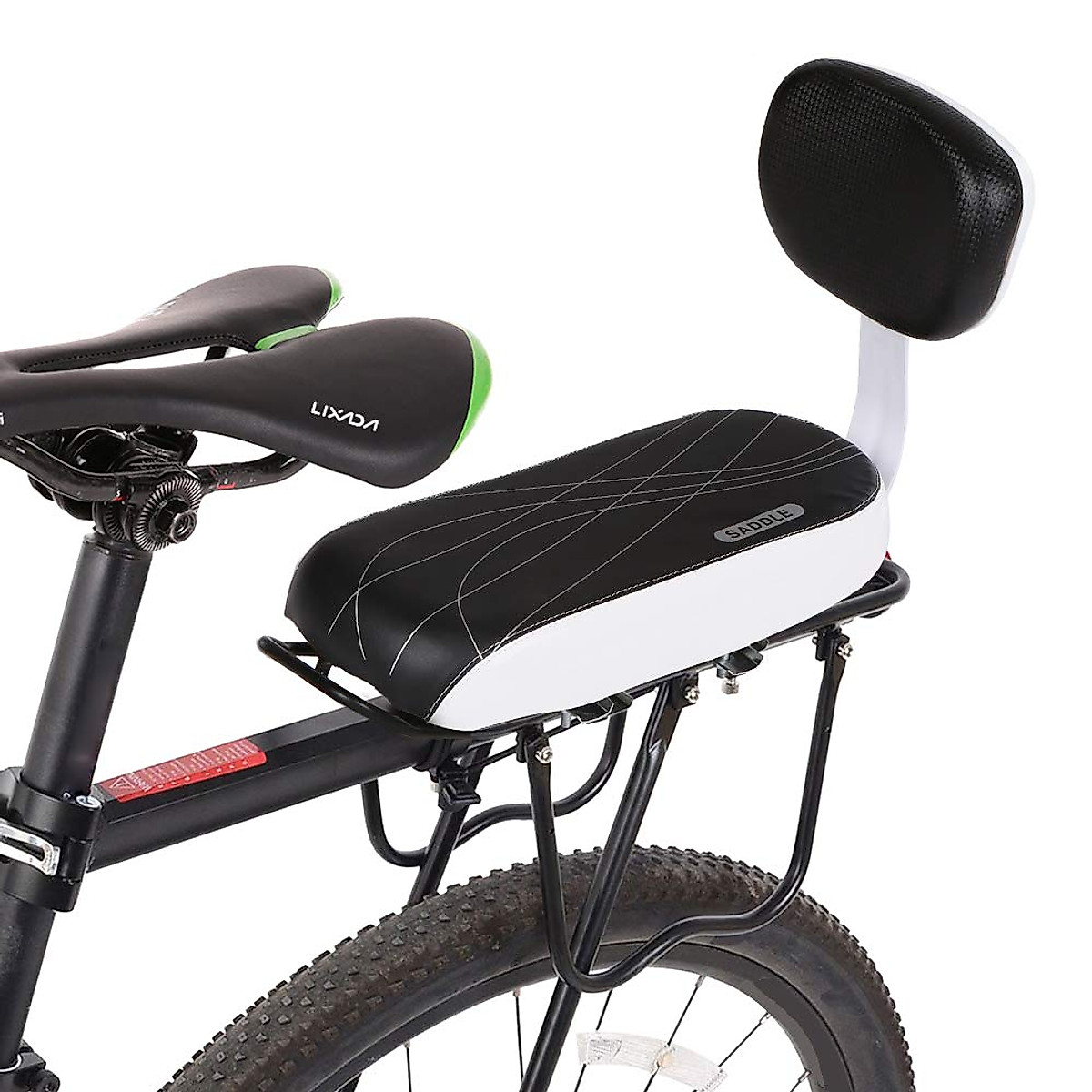 Lixada Bicycle Back Seat Cycling Bike Bicycle MTB PU Leather Soft Cushion Rear Rack Seat Children Seat with Back Rest