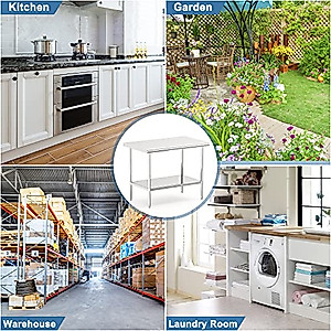 Stainless Steel Table, Aowos Outdoor Kitchen Metal Prep Table, 24 x 36 Inches Work Table with Adjustable Undershelf for Laundry Room, Garage - Heavy Duty, NSF Certified